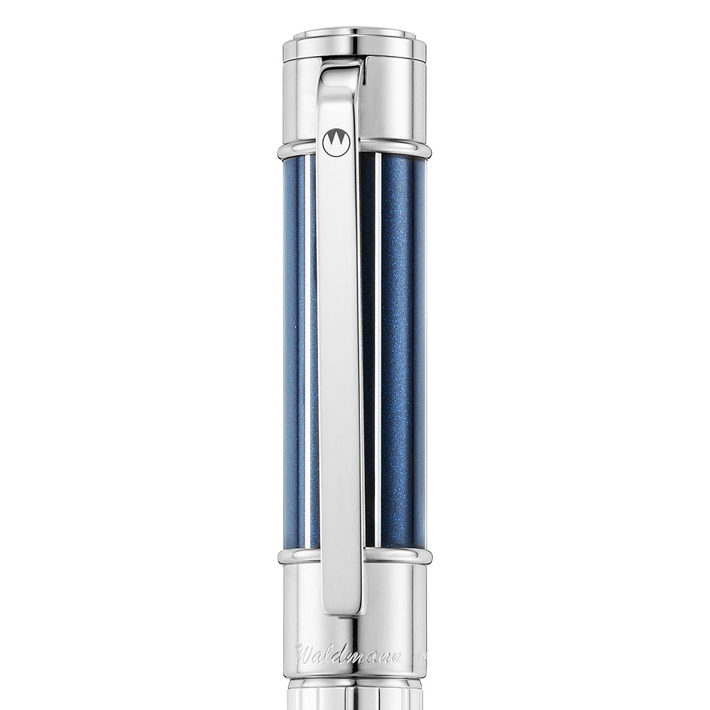 Waldmann Commander 23 (Steel Nib) - Sterling Silver with Blue Lacquer ...