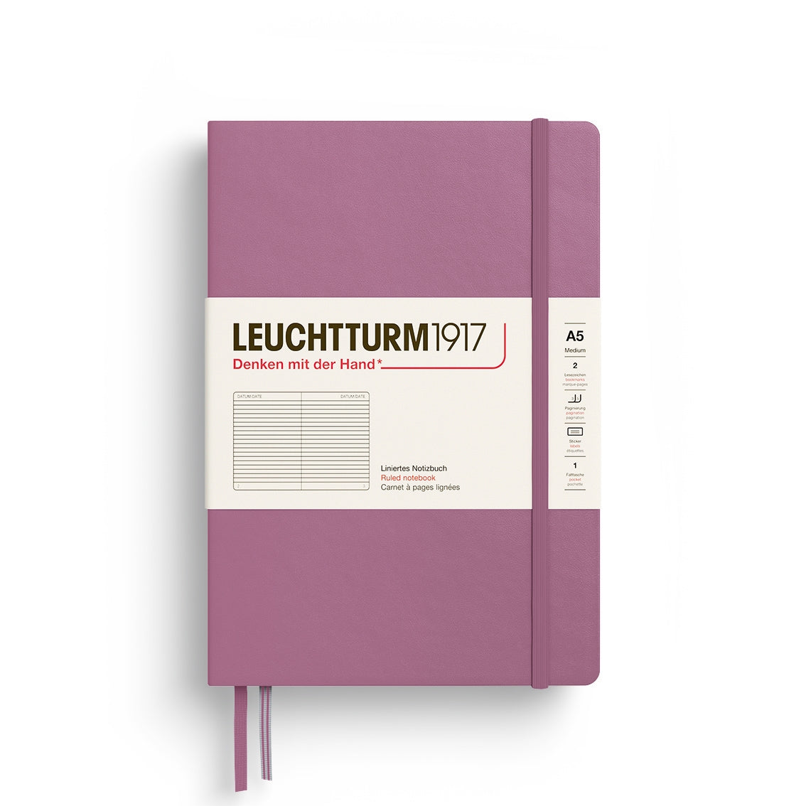 LEUCHTTURM1917 HC Notebook, Medium (A5), 251 p., Ruled - Dusty Rose ...