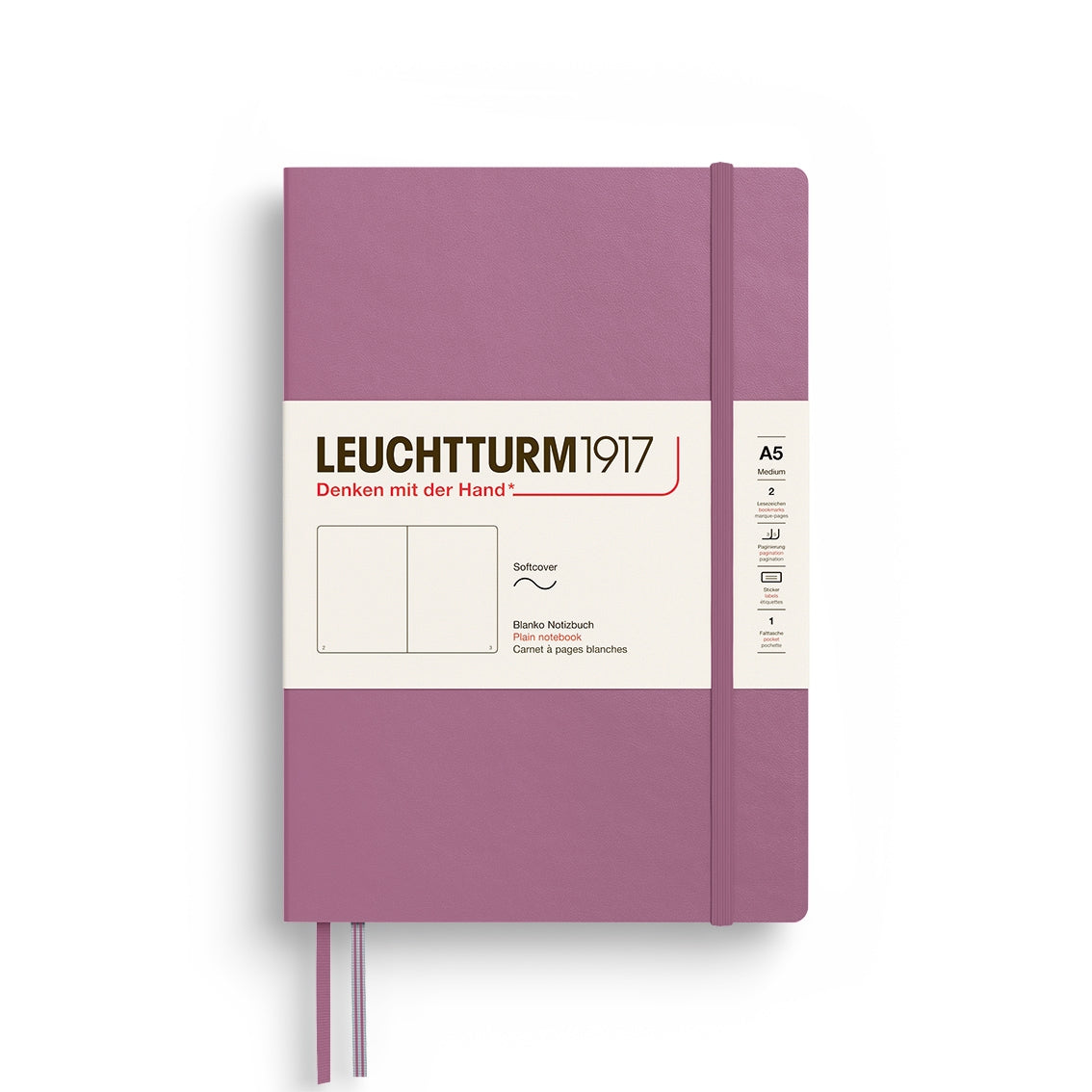 LEUCHTTURM1917 Notebook Softcover Medium (A5), 123 p, Plain - Dusty Ro ...