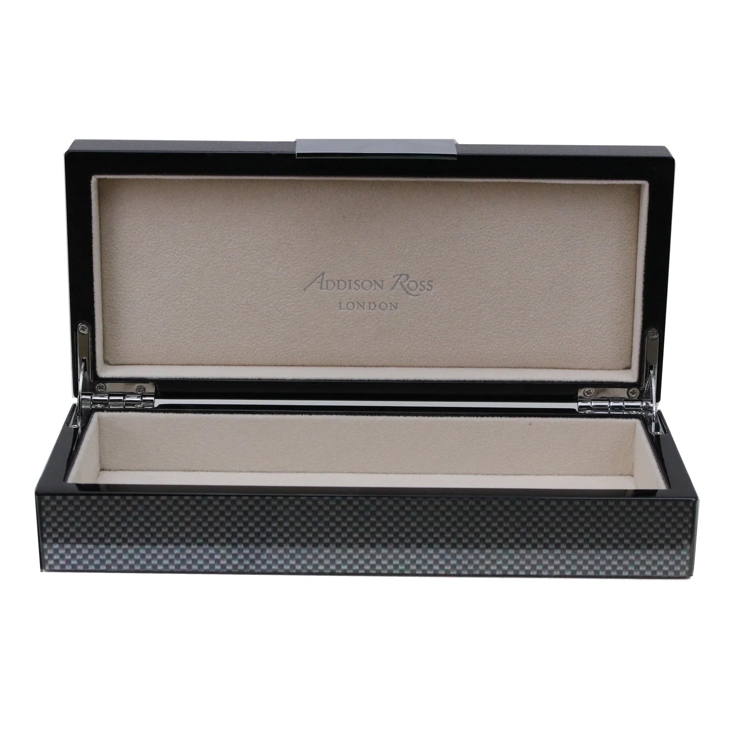 Addison Ross - Carbon Fibre Lacquer Box With Silver – Flax Pen to Paper