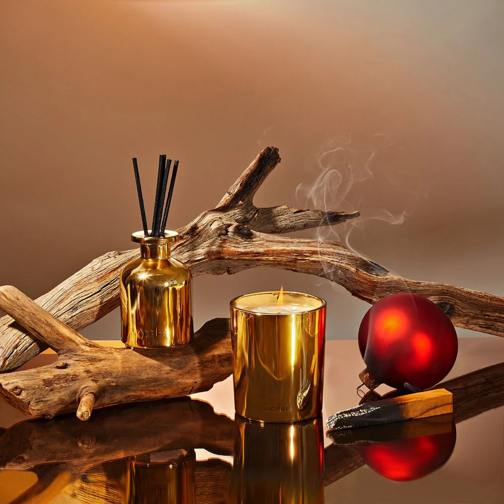 Apotheke Firewood Scented Candle and Reed Diffuser Set – Flax Pen to Paper