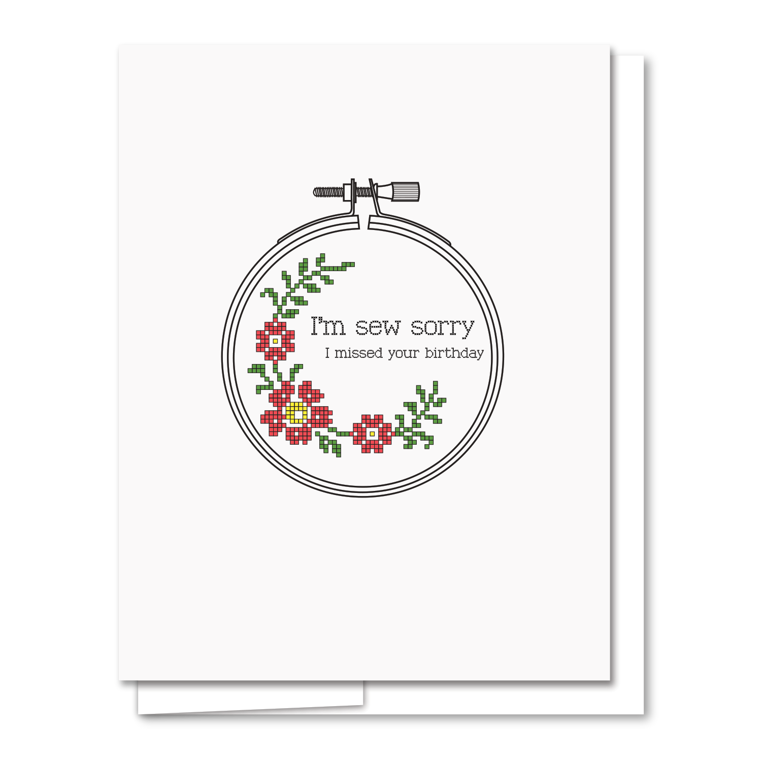 Quick Brown Fox Letterpress Sew Sorry Late Birthday Card – Flax Pen to ...