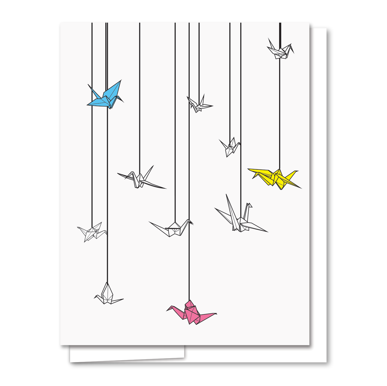 Quick Brown Fox Letterpress Paper Cranes Card – Flax Pen to Paper