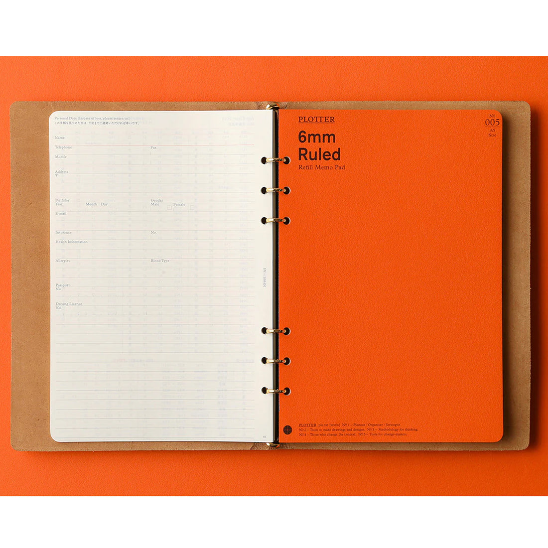 PLOTTER Pueblo 6-Ring Leather Binder - A5 Size – Flax Pen to Paper