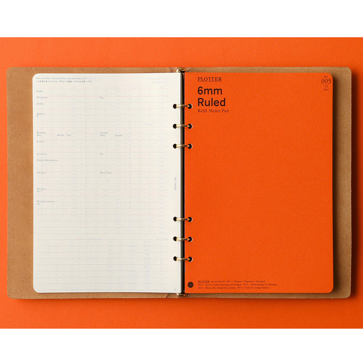 PLOTTER Pueblo 6-Ring Leather Binder - A5 Size – Flax Pen to Paper