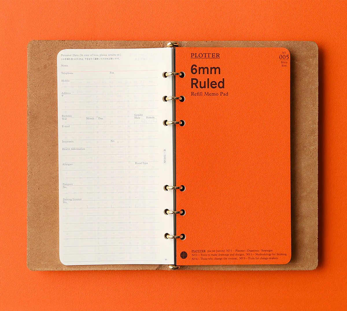 PLOTTER Pueblo 6-Ring Leather Binder - Bible Size – Flax Pen to Paper