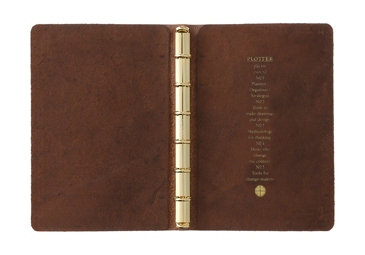 PLOTTER Pueblo 6-Ring Leather Binder - Mini Size *SILVER RINGS – Flax ...