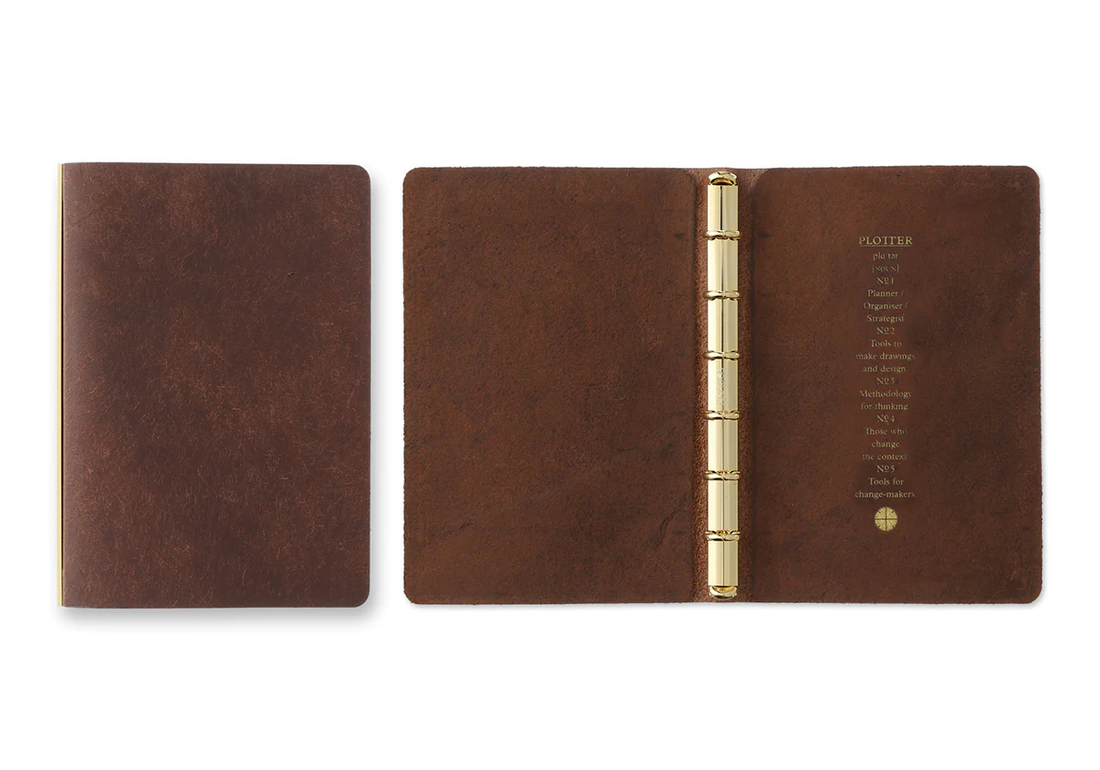 PLOTTER Pueblo 6-Ring Leather Binder - Mini Size *SILVER RINGS – Flax ...