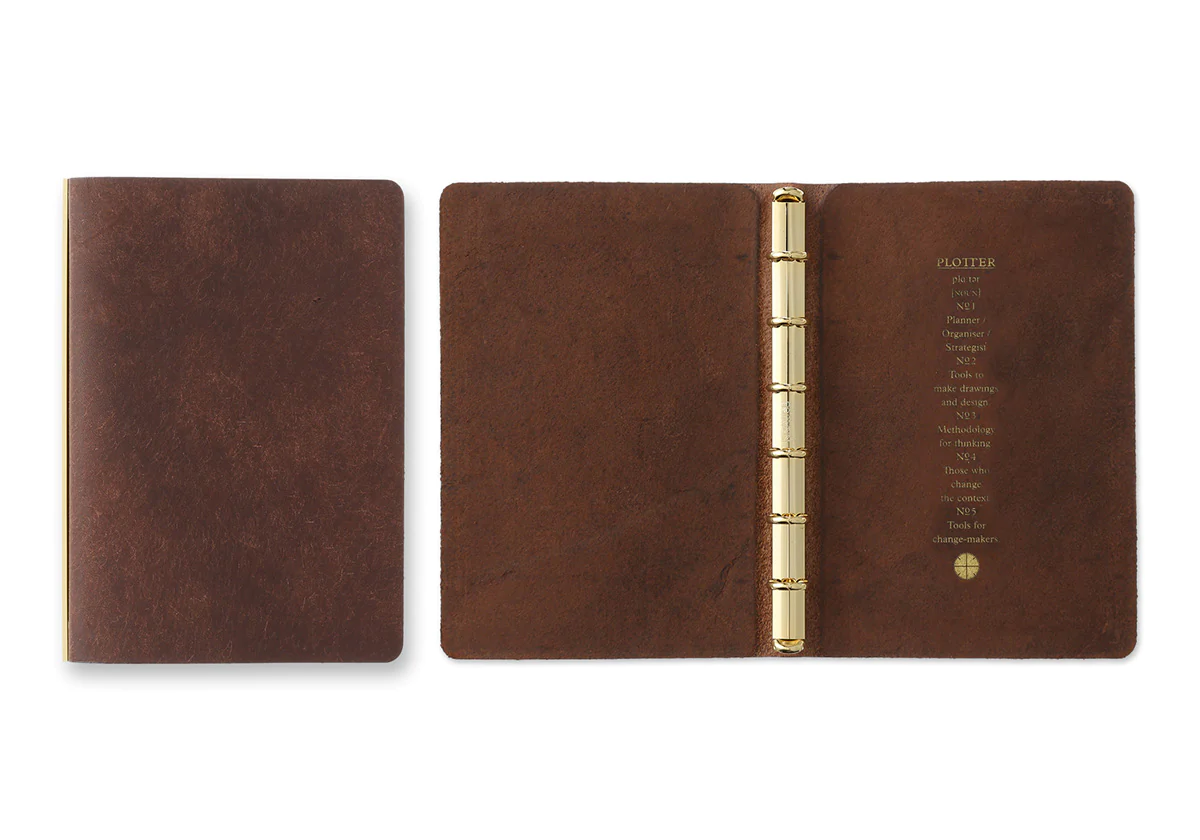 PLOTTER Pueblo 6-Ring Leather Binder - Mini Size *SILVER RINGS – Flax ...