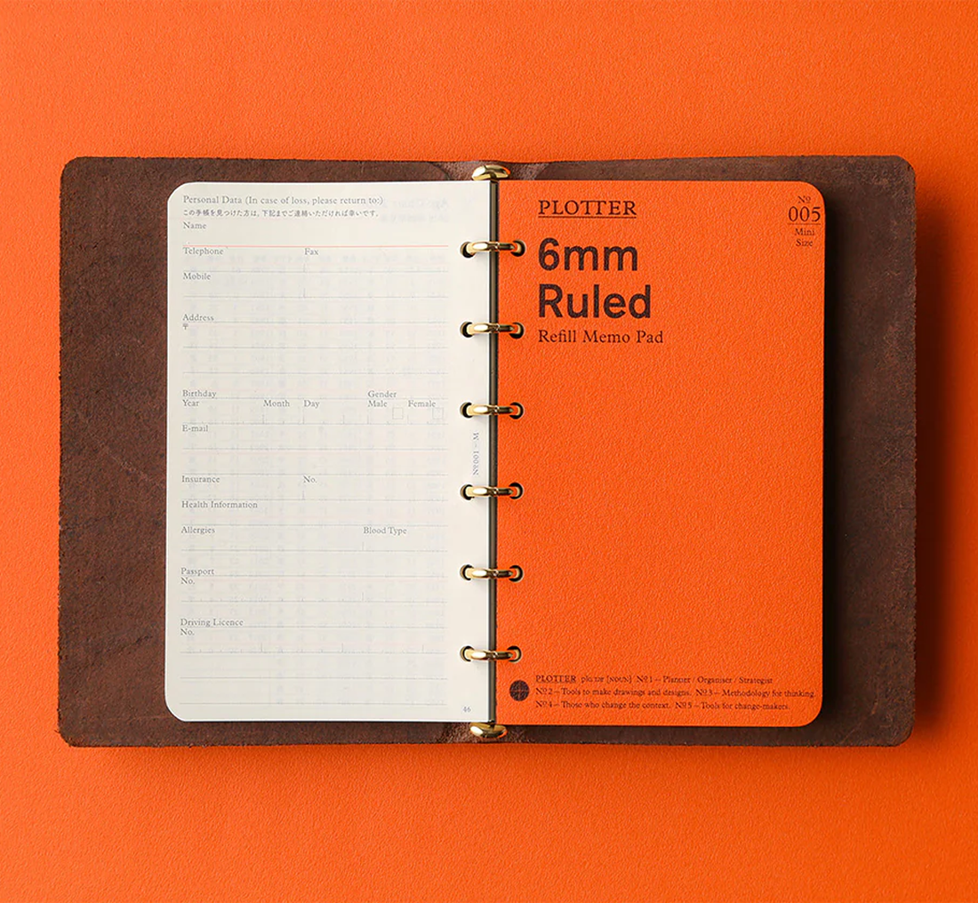 PLOTTER Pueblo 6-Ring Leather Binder - Mini Size *SILVER RINGS – Flax ...