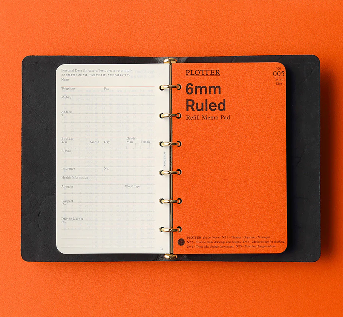 PLOTTER Pueblo 6-Ring Leather Binder - Mini Size *SILVER RINGS – Flax ...