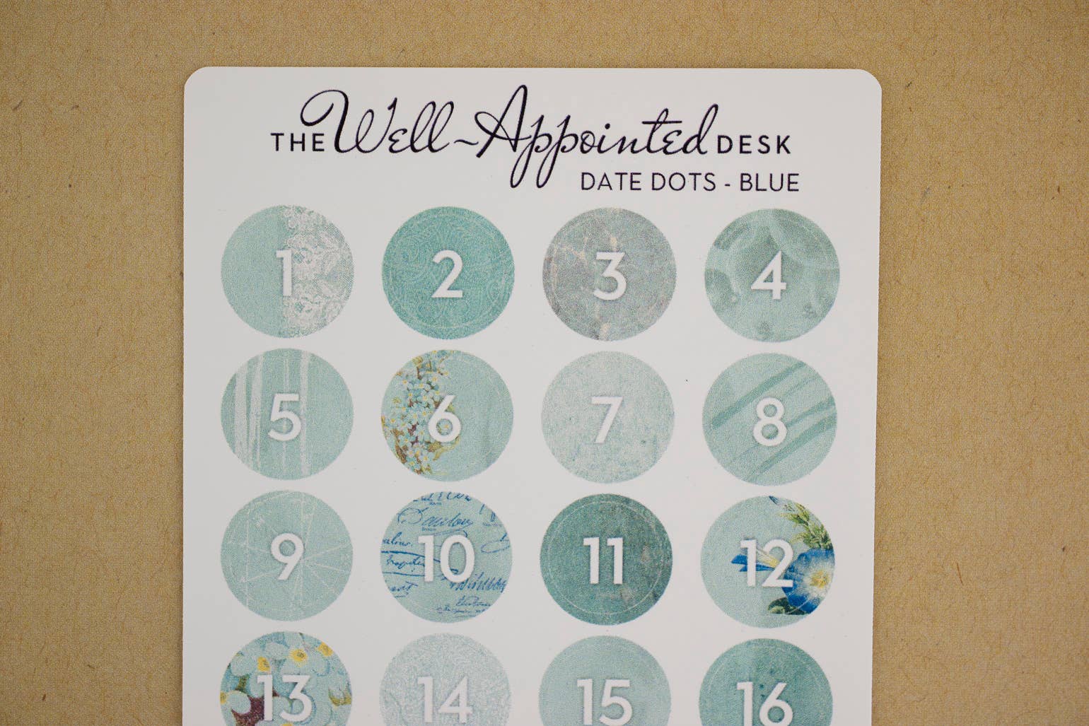 Date Dots Sticker Sheet (24-017): Blue – Flax Pen to Paper