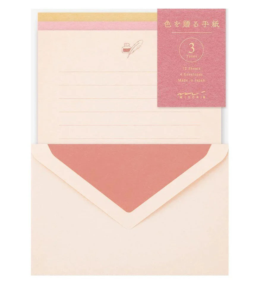 Midori Letter Set "Giving A Color" Pink – Flax Pen to Paper