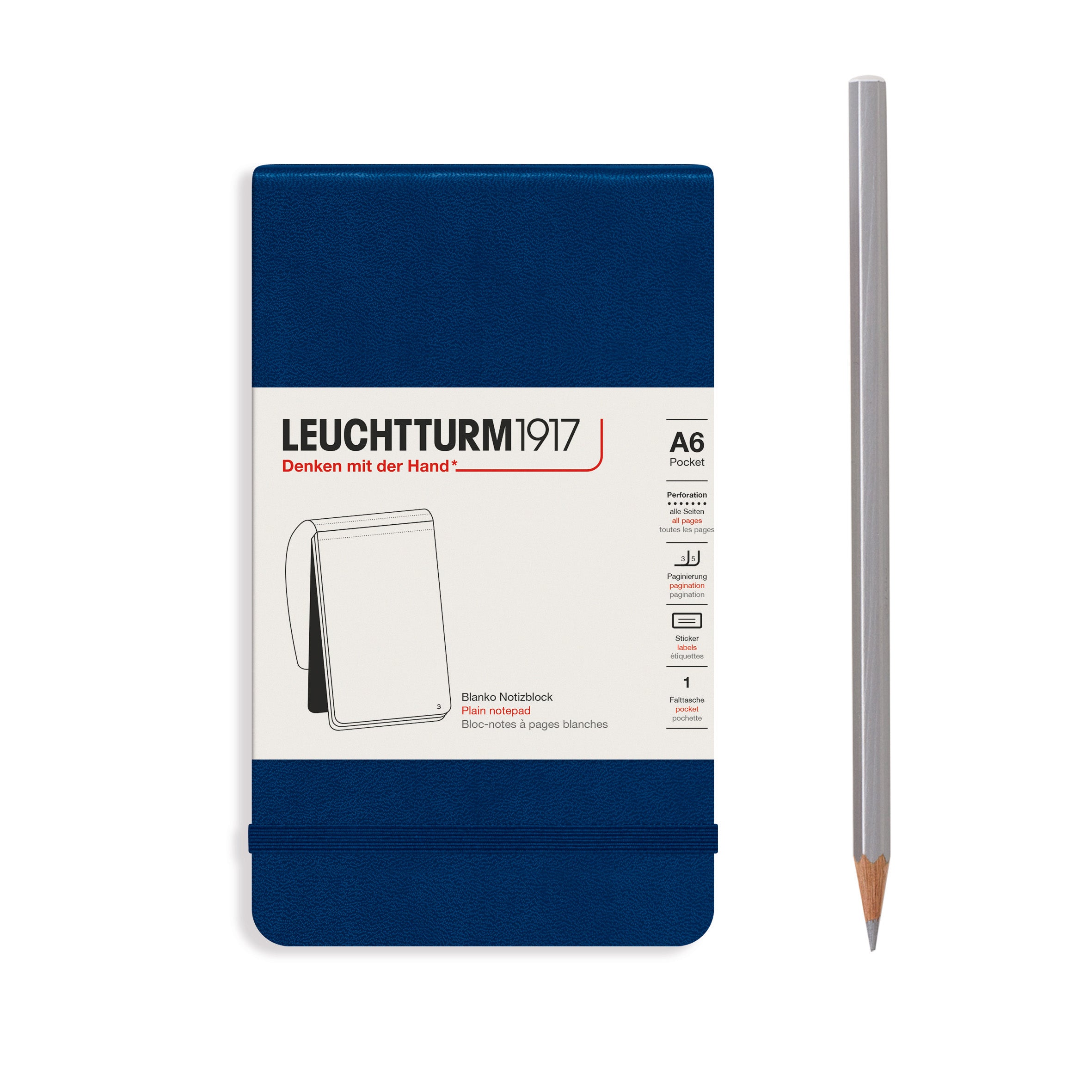 LEUCHTTURM1917 Reporter Notepad Pocket (A6), 184 p., plain - Navy ...