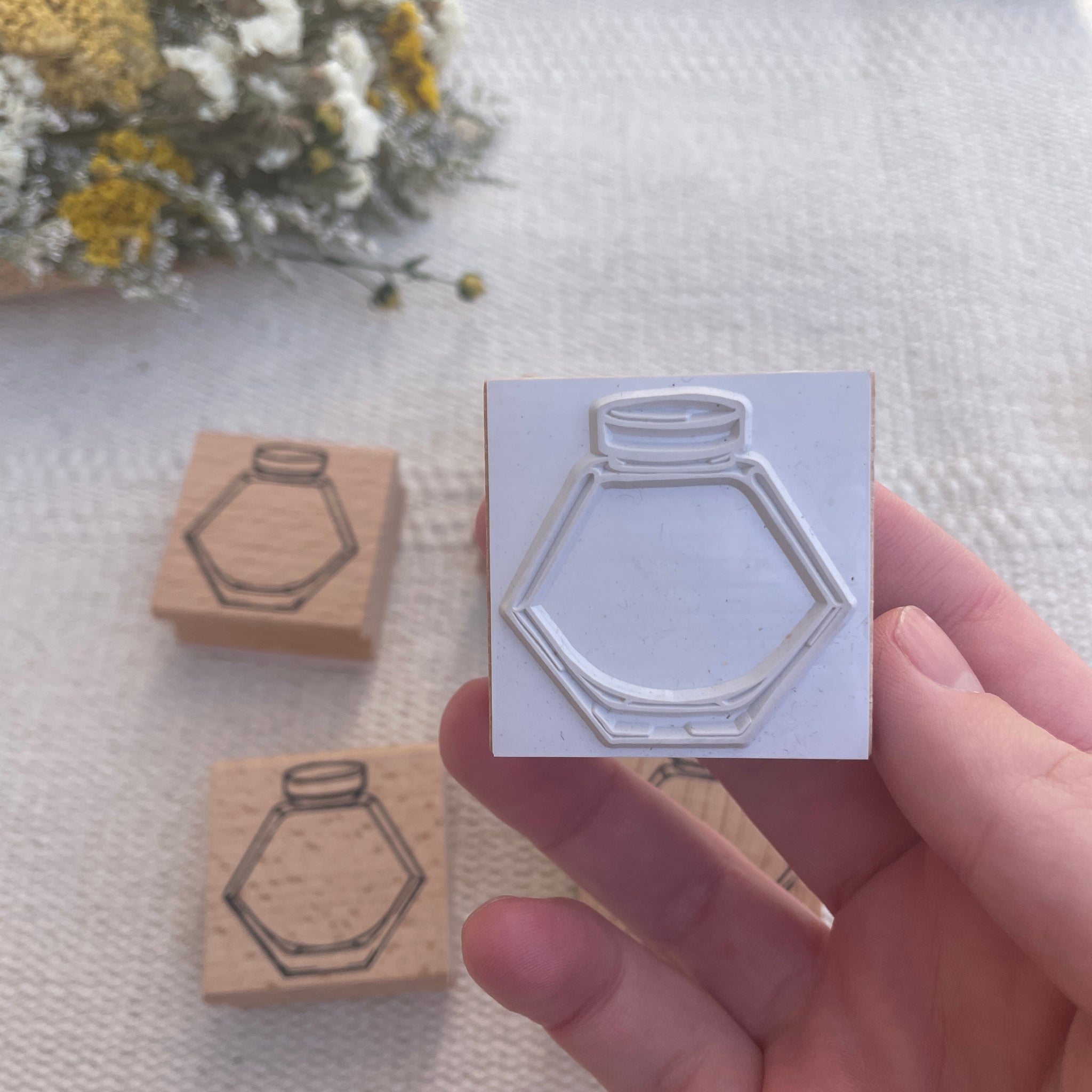 Saiko Stationery Wooden Handle Ink Swatching Stamp - Hexagon Ink Bottl ...