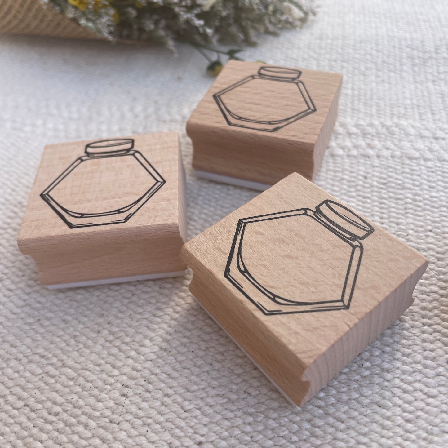 Saiko Stationery Wooden Handle Ink Swatching Stamp - Hexagon Ink Bottl ...