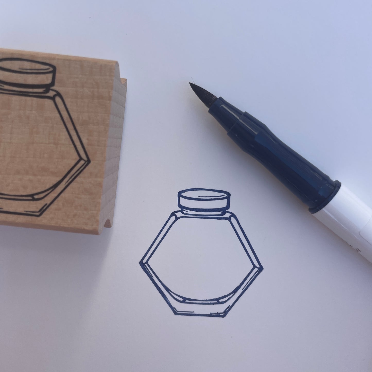 Saiko Stationery Wooden Handle Ink Swatching Stamp - Hexagon Ink Bottl ...